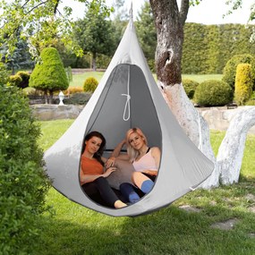 Závěsné houpací křeslo, světle šedá, KLORIN NEW BIG SIZE CACOON HAMMOCK