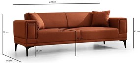 Třímístná rozkládací pohovka Horizon 230 cm cihlově oranžová