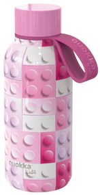 Quokka Nerezová termoláhev Solid Kids s poutkem 330 ml Pink Bricks