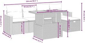 6dílná zahradní sedací souprava s poduškami černá polyratan 3276030