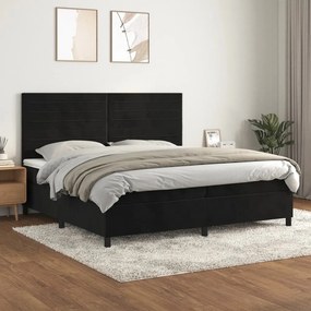 Box spring postel s matrací černá 200x200 cm samet 3143105