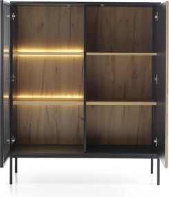 PSK Vitrína SANTAL, Černá/Dub Votan 104 cm