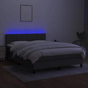 Box spring postel s matrací a LED tmavě šedá 140x190 cm textil 3133150