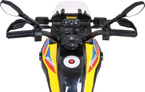 Ramiz Dětská motorka na baterie BMW F850 GS žlutá + pomocná kolečka + audio LED + pomalý start + EVA