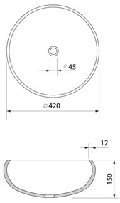 Sapho Sapho, GAVIOTA gravírované skleněné umyvadlo na desku Ø 42 cm, černá, TY306