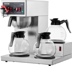 Komerční překapávací kávovar na 2,8 l se 3 skleněnými – 1,8 l, skleněná karafa