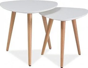 CZ Nábytkář - Kasvo Konferenční stůl DOLAN A sestava 2 stolků (S) | Varianta: bílá deska / bukové nohy