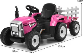 Costway 12 V dětský traktor s přívěsem elektrické autíčko – 135 × 51 × 53 cm