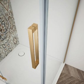 Gelco Trinity Gold Matt čtvercový sprchový kout 80 x 80 x 200 cm otevírací levá zlatá sklo čiré GT5680-80CL-G