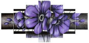 Gario Ručně malovaný obraz Tajemný fialový Vlčí mák - 7 dílný Rozměry: 210 x 100 cm