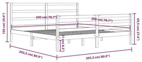 Rám postele bílý masivní borovice 200 x 200 cm,  3105027