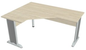 Stůl ergo lomený pravý 160×120/60 cm - Hobis Cross CEV 60 P Dekor stolové desky: akát, Dekor lamino podnože: akát, Barva nohou: Stříbrná