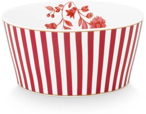 Pip Studio Royal stripes miska Ø12cm, bílo-tmavě růžová