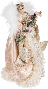 Anděl ve zdobných růžových šatech na špičku stromku Angel Chris - 21*12*35 cm