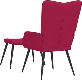 Relaxační křeslo se stoličkou vínové samet 327693