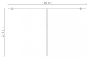 Ručně zatahovací markýza s LED světlem 450x300 cm Dekorhome Hnědá / oranžová