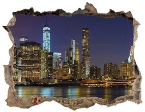 Wallmuralia Fototapeta díra na zeď 3D Manhattan noc 95x64 cm