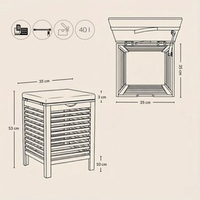 Bambusový koš na prádlo se sedátkem DISA, 40 l