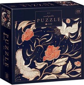 INTERDRUK Puzzle Secret Garden: Jeřábi a květiny / 500 dílků / 47 x 33
