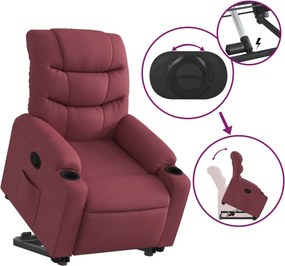 Zvedací polohovací křeslo vínové textil 3206648