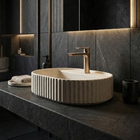 Rea Marcela Vanilla, umyvadlo na desku 600×370×135 mm, béžová matná, REA-U3520