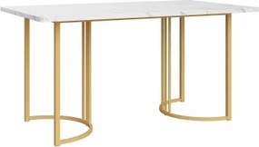 Aosom Obdélníkový kuchyňský stůl s pevnou kovovou konstrukcí, 140 x 80 x 75 cm, bílá