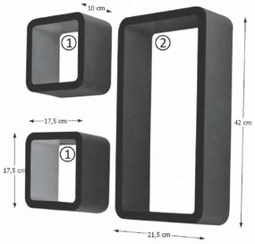 Tempo Kondela Moderní sada tří černých zaoblených polic Trix