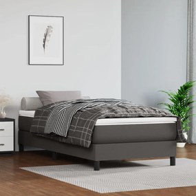 Box spring postel s matrací šedá 90x200 cm umělá kůže
