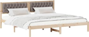 Rám postele s čelo Taupe 200 x 200 cm Masivní borové dřevo 3394236