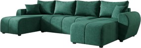 Rozkládací oboustranná sedací souprava do U SEVIO 311x145 cm, lahvově zelená + 2 polštářky ZDARMA