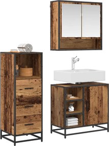 Sada koupelnového nábytku 3 ks Staré dřevo 65 x 33 x 60 cm 3402369