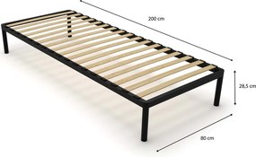 Kovový rám postele Alu 80x200 černý