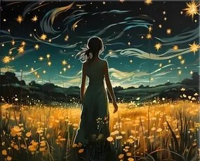 NORIMPEX Malování podle čísel Žena kráčející v poli / 40x50 cm