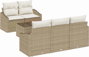 Set pohovek 6 ks Béžová a krémová polyratan 3346601