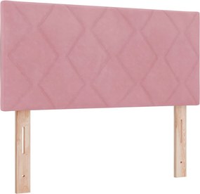 Postel s boxspringem s čelo Růžová 90 x 200 cm samet 3340429