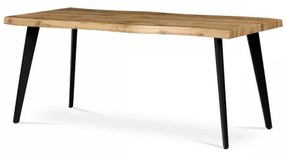 Jídelní stůl 180x90x75 MDF deska 3D dekor divoký dub kov černý lak HT-880B OAK