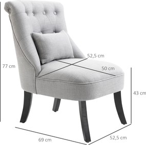HOMCOM polohovací křeslo TV křeslo s opěrným polštářem, zvýšené nohy, lněná šedá 52.5x69x77cm pro pohodlnou relaxaci | Aosom.de