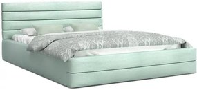 Luxusní manželská postel TOPAZ mátová 180x200 semiš s kovovým roštem