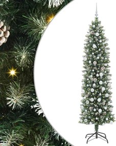 Umělý štíhlý vánoční strom Zelená a bílá 210 cm 3395308