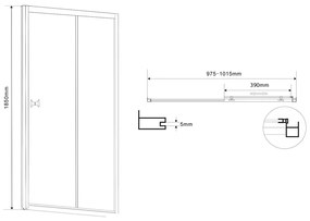 Aqualine AMADEO obdélníkový sprchový kout 1000x800 mm, L/P varianta, sklo Brick BTS100BTP80