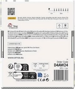 Vánoční osvětlení EMOS D4AW24 180LED řetěz 18m teplá bílá programy s časovačem