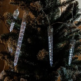LED vánoční girlanda do interiéru světelné rampouchy 1,6 m ledově bílá padající sníh, 10 ks, čirý kabel IP20