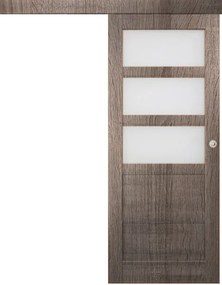 posuvné interiérové dveře na stěnu vasco doors BRAGA model 4 Průchozí rozměr: 70 x 197 cm, Orientace dveří: Levé dveře, Dekor: Dub šedý