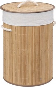 Koš na prádlo Bamboo, kulatý s víkem, 48L