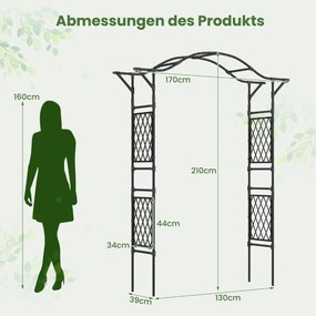 Costway Kovový zahradní oblouk pro popínavé rostliny, 210 cm