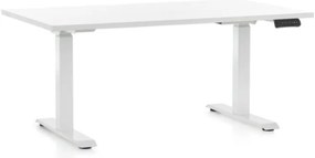 Výškově nastavitelný stůl OfficeTech D, 140 x 80 cm, bílá podnož, bílá
