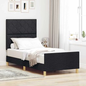 Rám postele s čelo Černá 100 x 200 cm textil 3344783