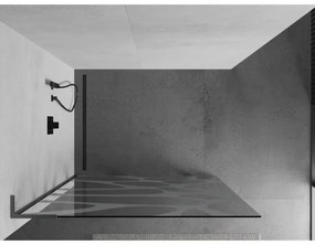 Mexen Kioto L, sprchová zástěna Walk-In 100 x 200 cm, 8mm čiré sklo bílý vzor, ​​grafitový profil, 800-100-103-66-97