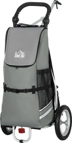 HOMCOM 2v1 Nákupní vozík a přívěs pro kolo s upevňovacími svorkami, max. nosnost 24,3 kg, objem 55 L, hliník + Oxford, šedá + stříbrná, rozměry 53 x 4