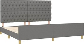 Rám postele s čelem tmavě šedý 200x200 cm textil 3125325